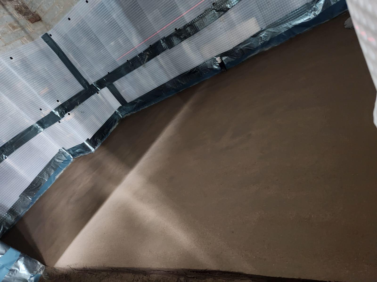 Elmwood Road Lymm Basement screed using Retanol screed over damp proof ...